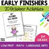 Early Finishers - October {1st Grade} | Shop Lucky Learning with Molly ...