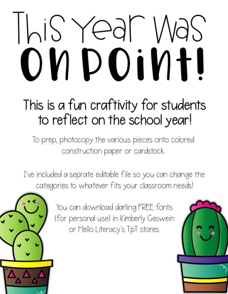 End of the Year Writing Craftivity {This Year Was on Point} | Shop ...