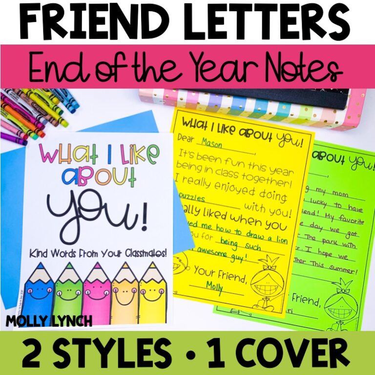 End of the Year Friend Letters | Shop Lucky Learning with Molly Lynch