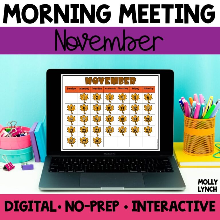 Digital Morning Meeting for November | Shop Lucky Learning with Molly Lynch