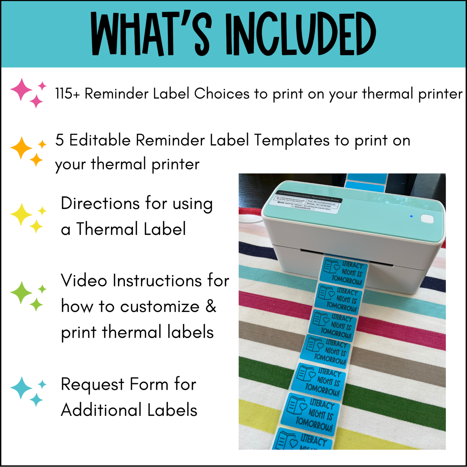 Thermal Labels - Reminders & More | Shop Lucky Learning with Molly Lynch